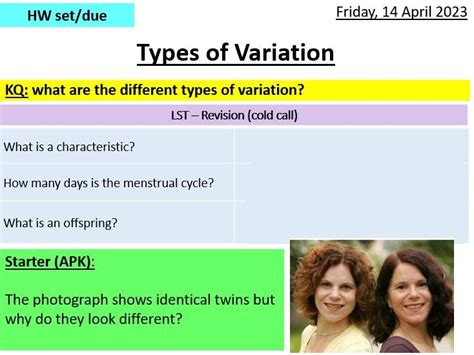 Ks3 Type Of Variation Year 9 Teaching Resources