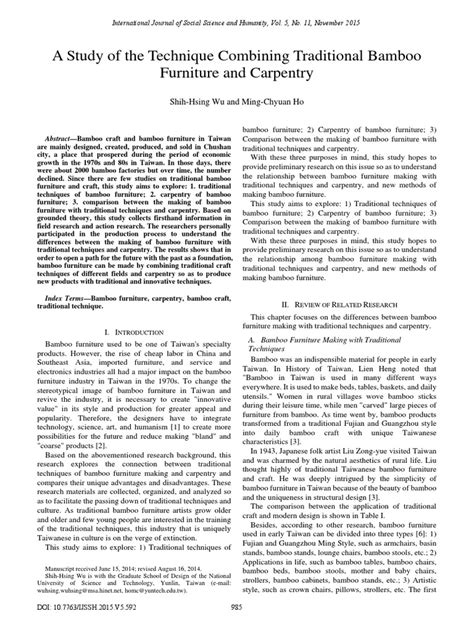 Study Of The Technique Combining Traditional Bamboo Furniture And