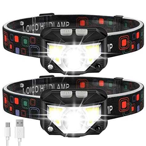 Moico Headlamp Rechargeable 1100 Lumen Super Bright Led Head Lamp Flashlight With White Red