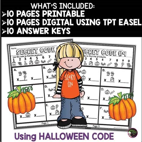 Halloween Multiplication Code Activity 2 Digit By 1 Digit Worksheet