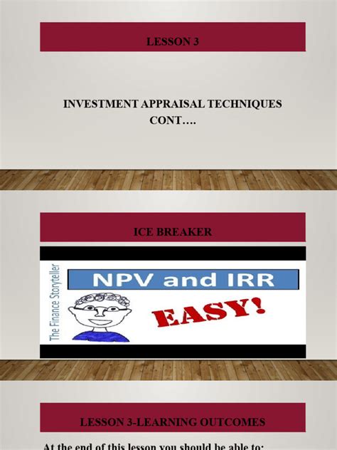 unit 1 lesson 3 pdf net present value internal rate of return