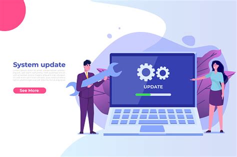 랩톱 시스템은 플랫 스타일 개념을 업데이트합니다 벡터 일러스트레이션 운영체제에 대한 스톡 벡터 아트 및 기타 이미지 운영체제 개발 기어 기계 부분 Istock