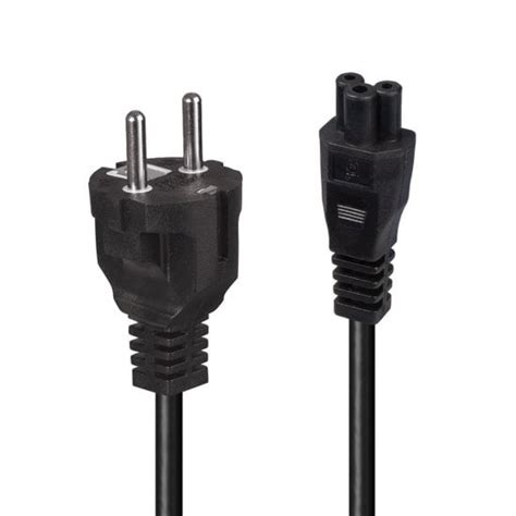 2m Schuko 2 Pin Plug To Iec C5 Power Cable Black Cables And Adapters From Lindy International