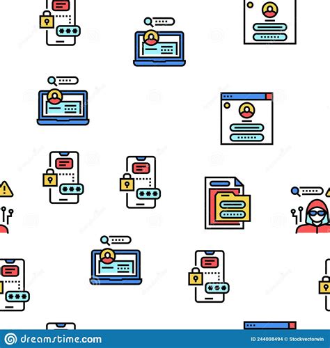 Password Protection Vector Seamless Pattern Stock Vector Illustration