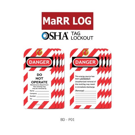 Safety Lockout Label Sign ป้ายแท็กเพื่อความปลอดภัย General Tagout Bd P01 10 ชิ้น แพ็ค Marr Log