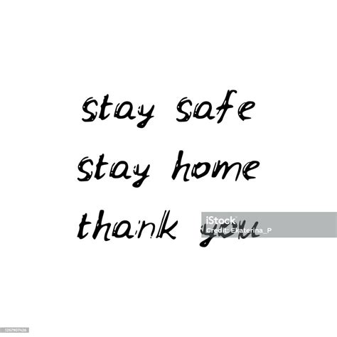 안전 유지 집에 있어 감사합니다 흰색 배경에 격리 된 손으로 검은 텍스트 서예 문자 메시지 낙서 보육 장식 카드 배너 디자인 스칸디나비아 스타일 벡터 0명에 대한 스톡 벡터