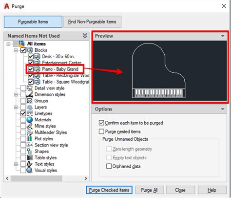 The AutoCAD Purge Window In The Release Man And Machine