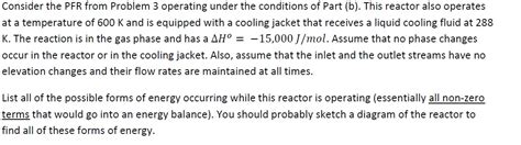 Solved Consider The Pfr From Problem 3 Operating Under The