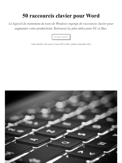 50 Raccourcis Clavier Pour Word Pdf