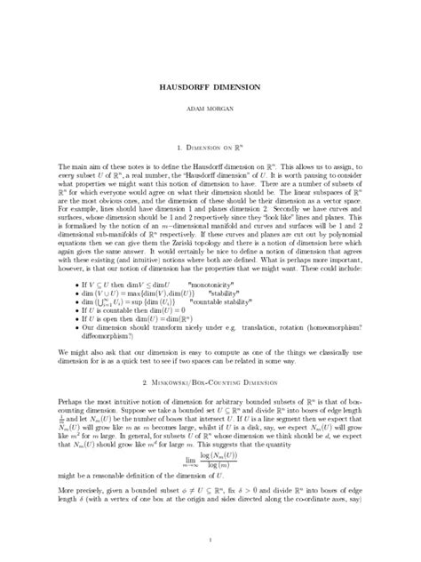 Hausdorff Dimension Pdf Measure Mathematics Dimension
