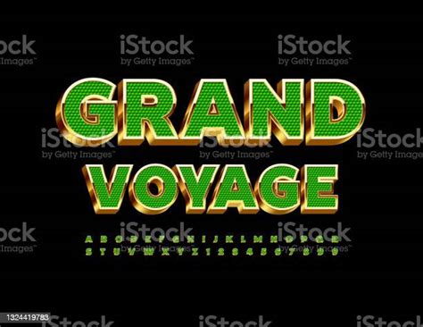 벡터 엘리트 배너 그랜드 항해 텍스처 그린 과 골드 3d 알파벳 문자 및 숫자 세트 고급 호텔에 대한 스톡 벡터 아트 및 기타 이미지 고급 호텔 공휴일 관광 리조트