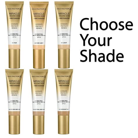 Max Factor Miracle Second Skin Hydrating Foundation Spf20 Choose Shade