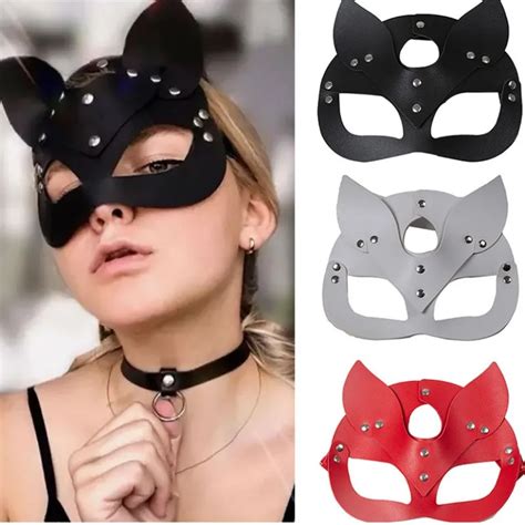 Полумаска для косплея кошки женская кожаная маска для глаз косплея Хэллоуина искусственная