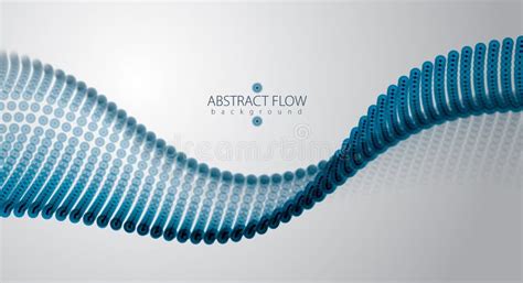 array of particles flowing dynamic sound wave 3d vector illustration