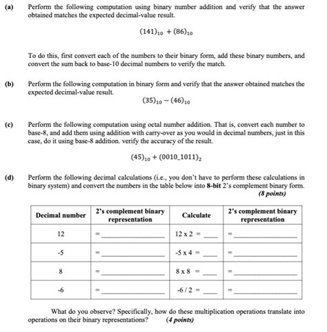 Solved Perform The Following Computation Using Binary Number