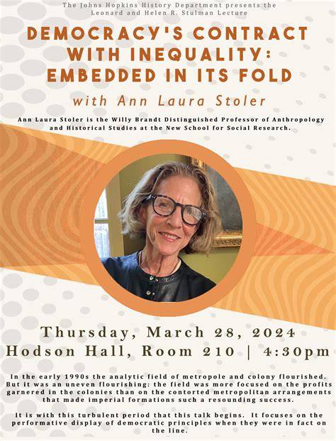 Stulman Reception With Ann Laura Stoler History Johns Hopkins