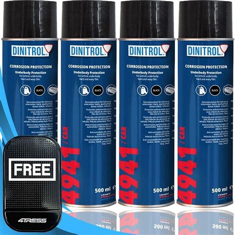 Dinitrol 4 X 500ml Underbody Chassis Rust Proofing Black Aerosol Spray