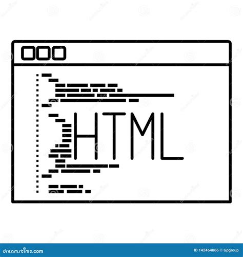 Monochrome Silhouette Of Programming Window With Script Code Html Stock Vector Illustration Of