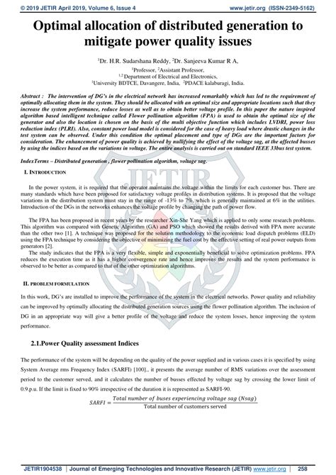 Pdf Optimal Allocation Of Distributed Generation To Mitigate Power