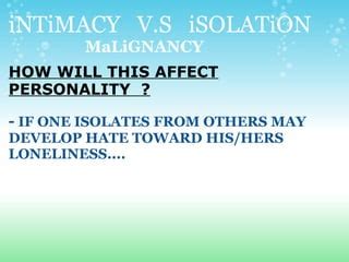 Intimacy Vs Isolation PPT