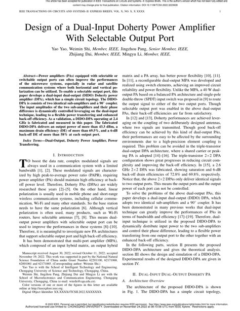 pdf design of a dual input doherty power amplifier with selectable