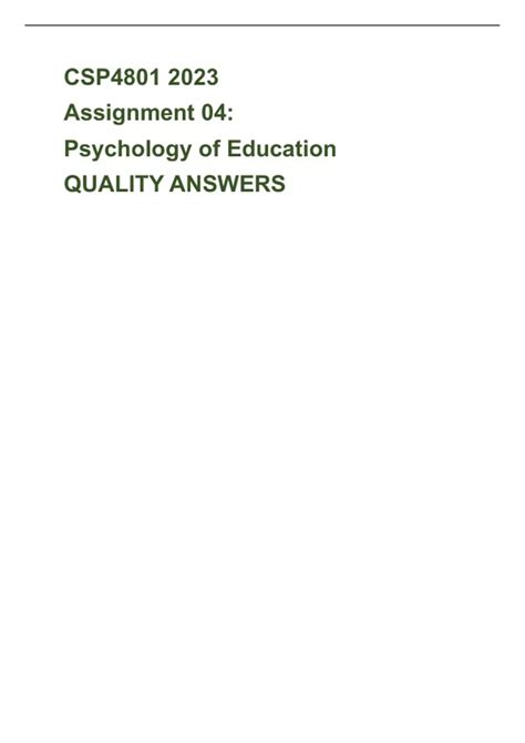 Csp4801 Assignment 04 Semester 2 2023 Quality Answers Bed