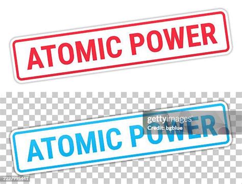 Atomic Power Red And Blue Labels On Blank Background High Res Vector