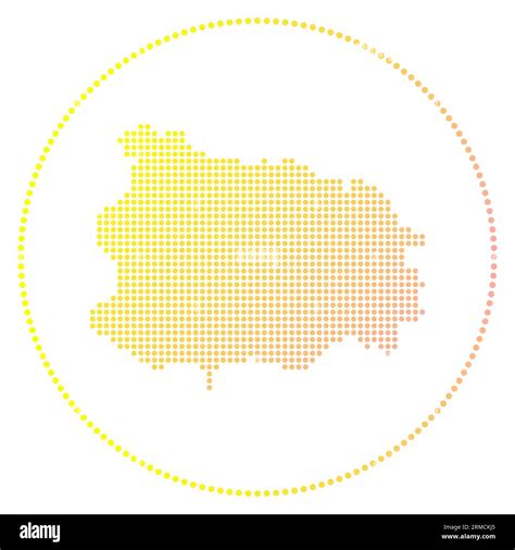 Ischia Digital Badge Dotted Style Map Of Ischia In Circle Tech Icon Of The Island With