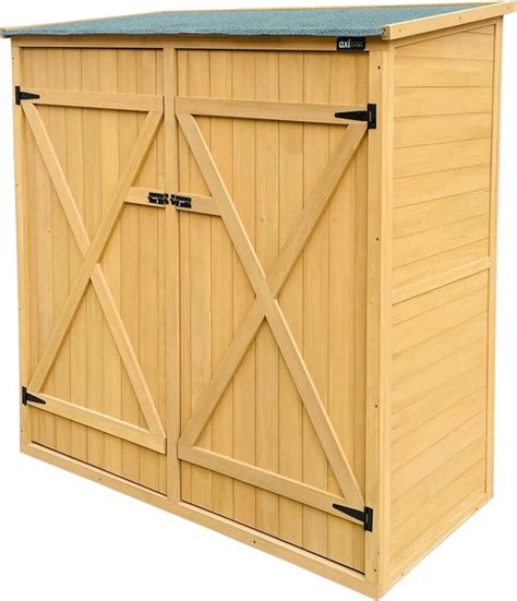 AXI Casper Houten Opbergkast Bruin Tuinkast Met Bitumen Dak