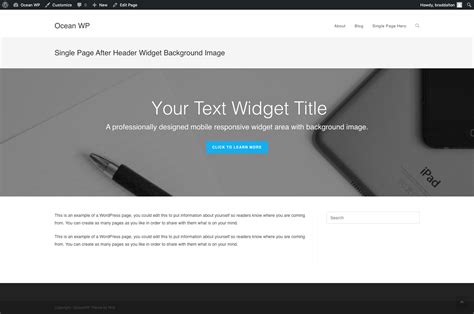After Header Widget With Image Background In Any Theme
