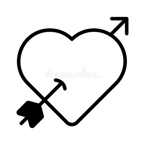 Arrow Passing Heart Showing Love Cupid Vector Icon Stock Vector