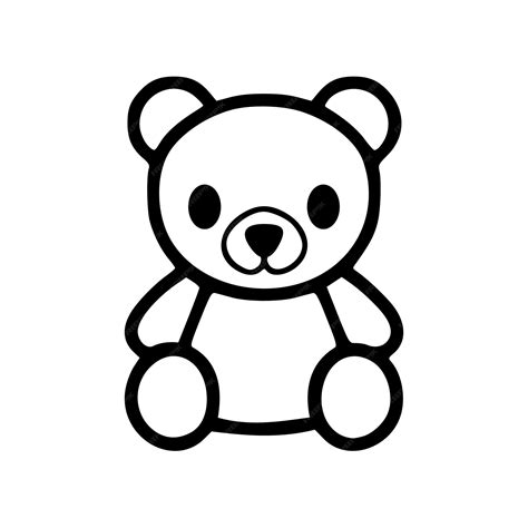 Premium Vector Teddy Bear Toy Black Outlines Vector Illustration
