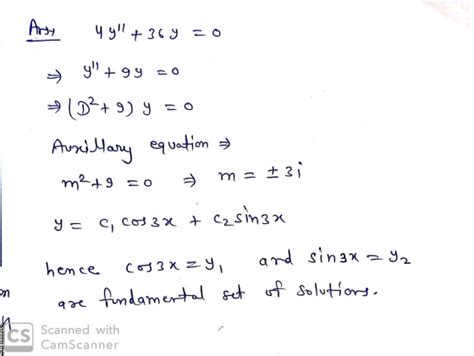 Problem 1a Verify That The Given Functions Form A Fundamental Set Of