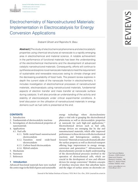 Pdf Electrochemistry Of Nanostructured Materials Implementation In Electrocatalysis For