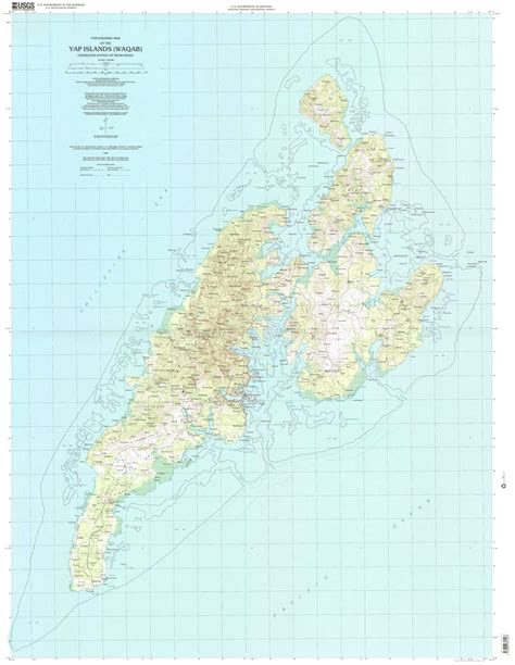 Classic Usgs Yap Islands Waqab Federated States Of Micronesia 75x7