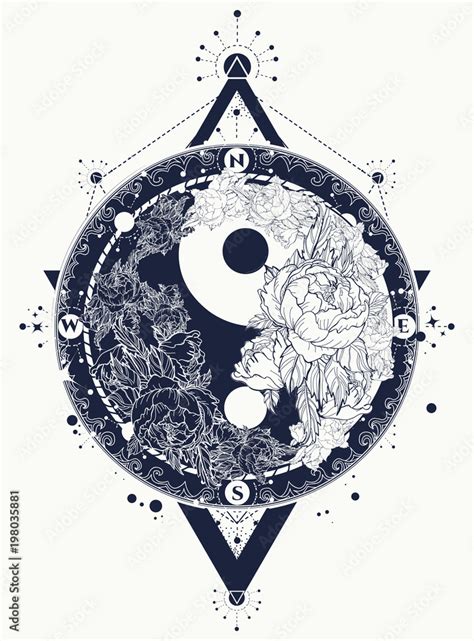 Yin And Yang Tattoo Art Vector Yin Yang Meditative Tattoo Art Black