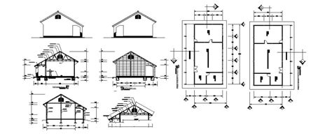 House Plan Elevation And Section 2d View Cad Structural Block Dwg File