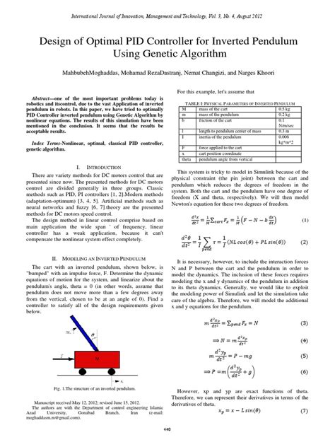 design of optimal pid controller for inverted pendulum using genetic algorithm pdf systems