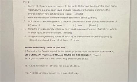 solved part 2 1 record all of your measured data onto the