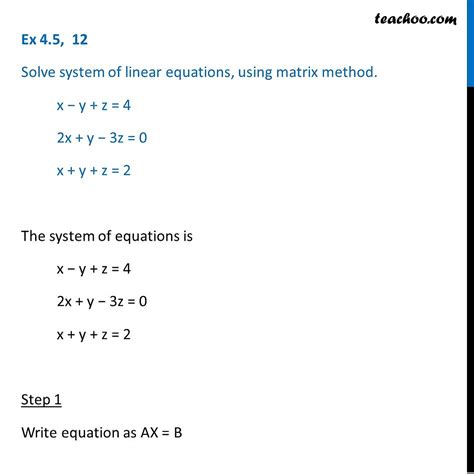 Ex Solve System Of Linear Equations Using Matrix