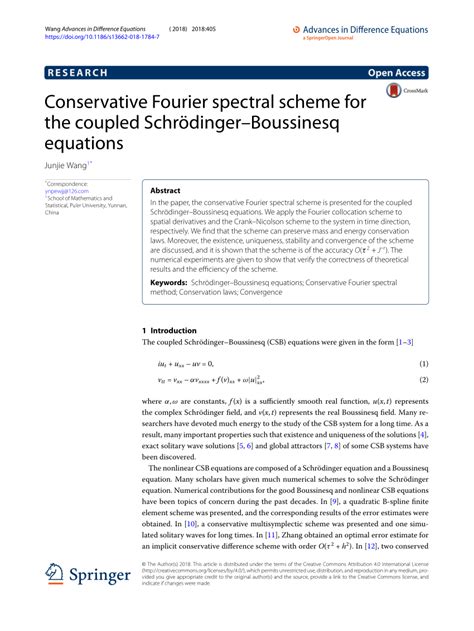 Pdf Conservative Fourier Spectral Scheme For The Coupled Schrödinger Boussinesq Equations