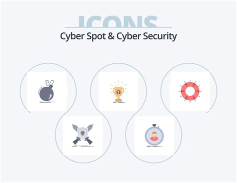 Cyber Spot And Cyber Security Flat Icon Pack 5 Icon Design Prize Award Timer Explosion
