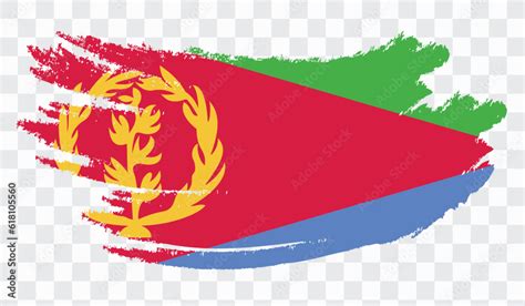 Grunge Brush Stroke With ERITREA National Flag Watercolor Painting Flag Poster Banner Of The