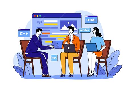 Premium Vector Team Writes Code Programming For App Or Website