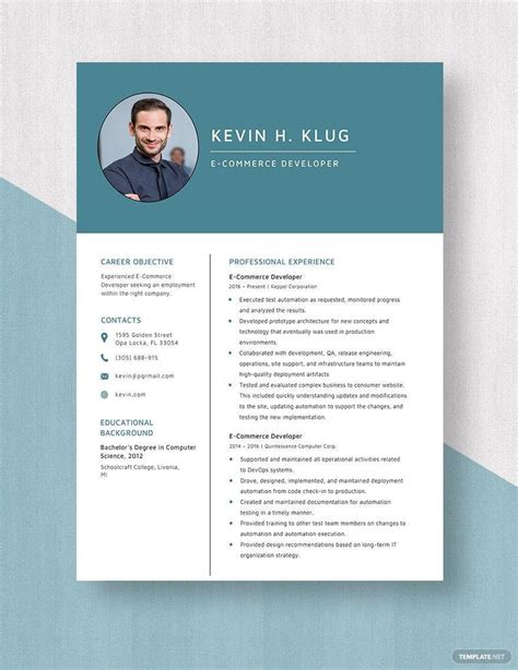 E Commerce Developer Resume In Word Pages Download