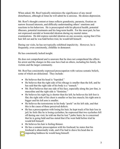 Psychiatric Evaluation Of Dylann Roof 2016 Includes Sone Interesting Information About His