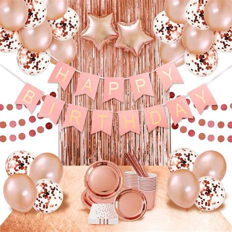 Rose Gold Birthday Party Supplies Decorations Pink Gold Party Supplies