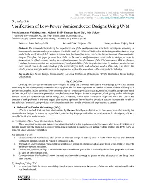 Pdf Verification Of Low Power Semiconductor Designs Using Uvm