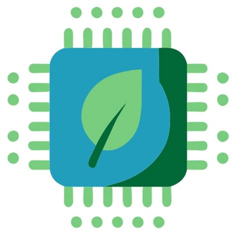 Premium Vector Green Technology Line Icon With Microchip Icon Colored Shapes