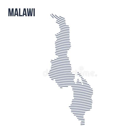 Vector Abstract Hatched Map Of Malawi With Curve Lines Isolated On A White Background Stock